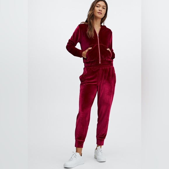 Fabletics | Pants & Jumpsuits | Fabletics Luxe Velour Jogger In Cherry ...
